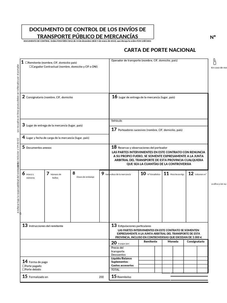 Carta de Porte Nacional | PDF