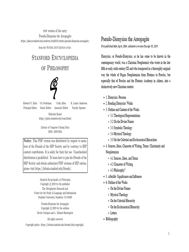 Pseudo Dionysius Areopagite a4 | PDF | Neoplatonism | Theology
