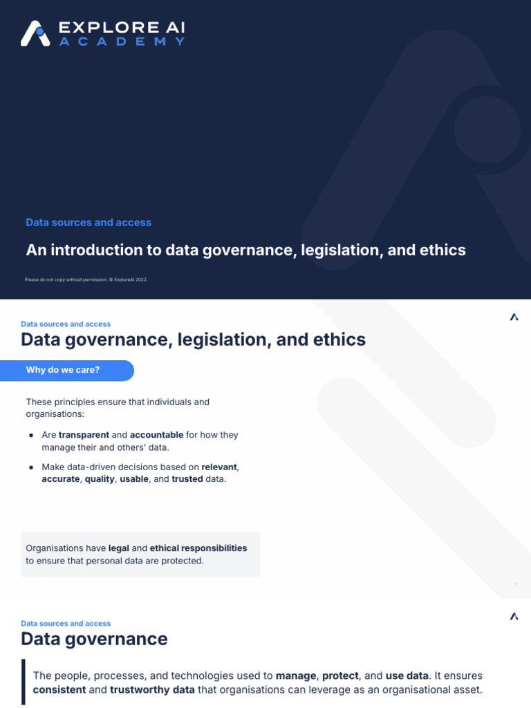 An Introduction to Data Governance, Legislation, And Ethics [Slides ...