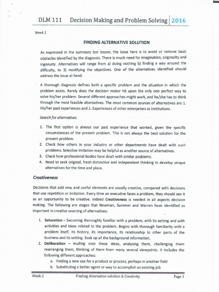 Finding Alternative Solution | PDF