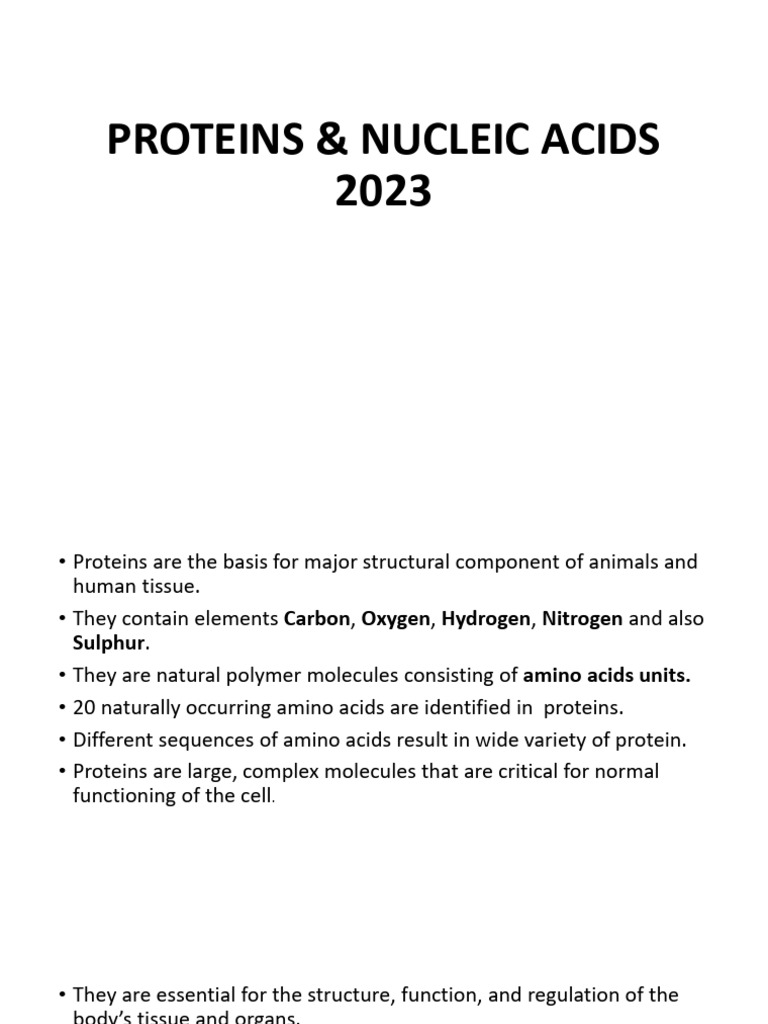PROTEINS & NUCLEIC ACIDS 20266 | PDF | Proteins | Amino Acid