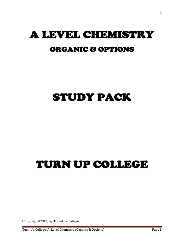 'a' Level Chemistry (Organic & Options)-1 (1) | PDF | Amine | Alkane