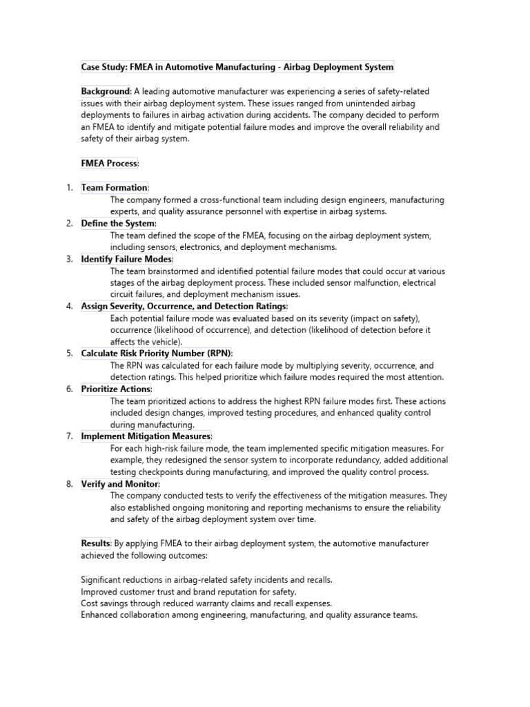 Case-study-on-Failure-Modes-and-Effects-and-Analysis-FMEA | PDF ...