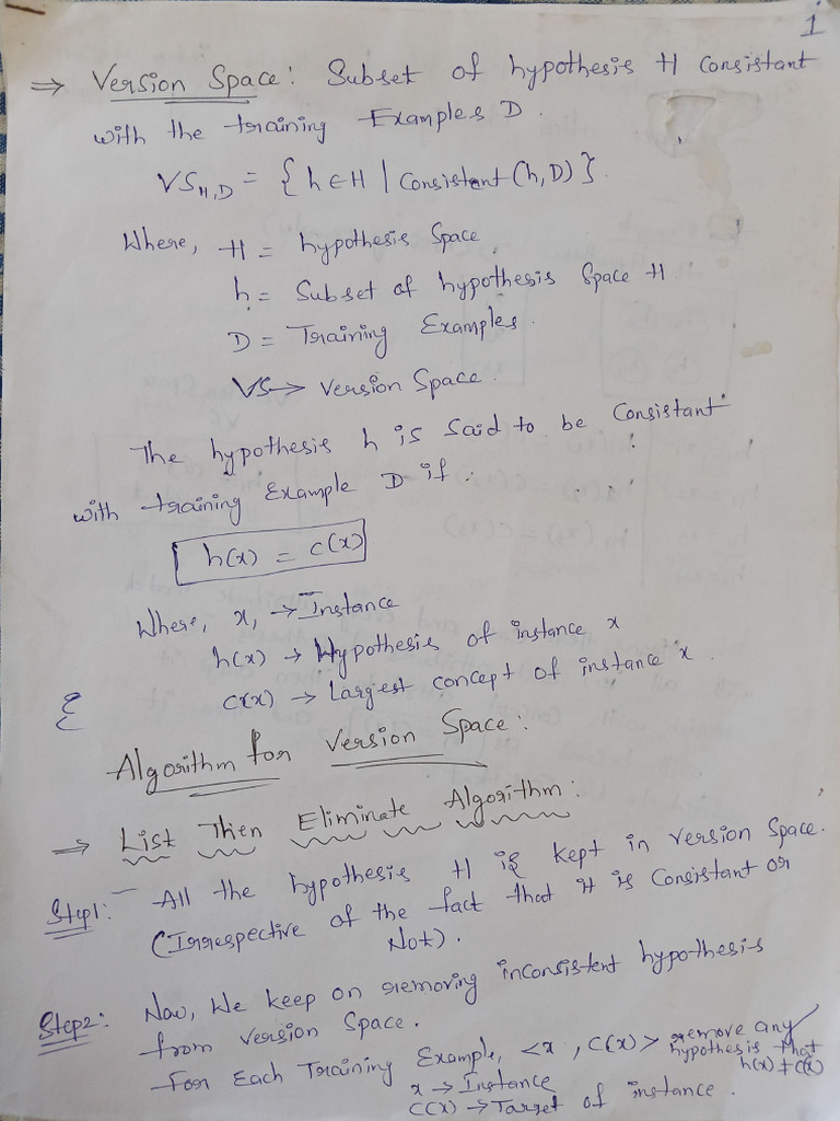 Version Space & Candidate Algorithms | PDF