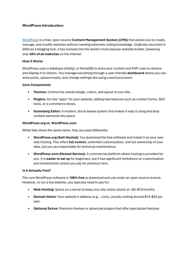 Wordpress Notes 28-1-2026 | PDF | Word Press | Software