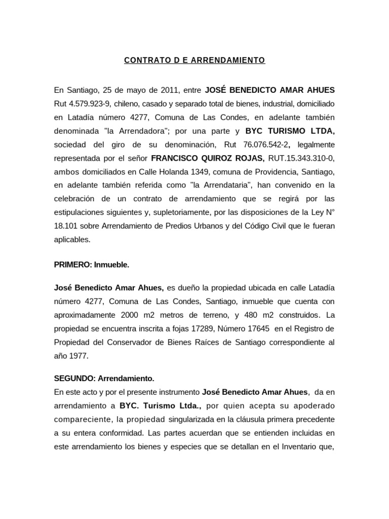 Contrato Arrendamiento de Latadía | PDF | Propiedad