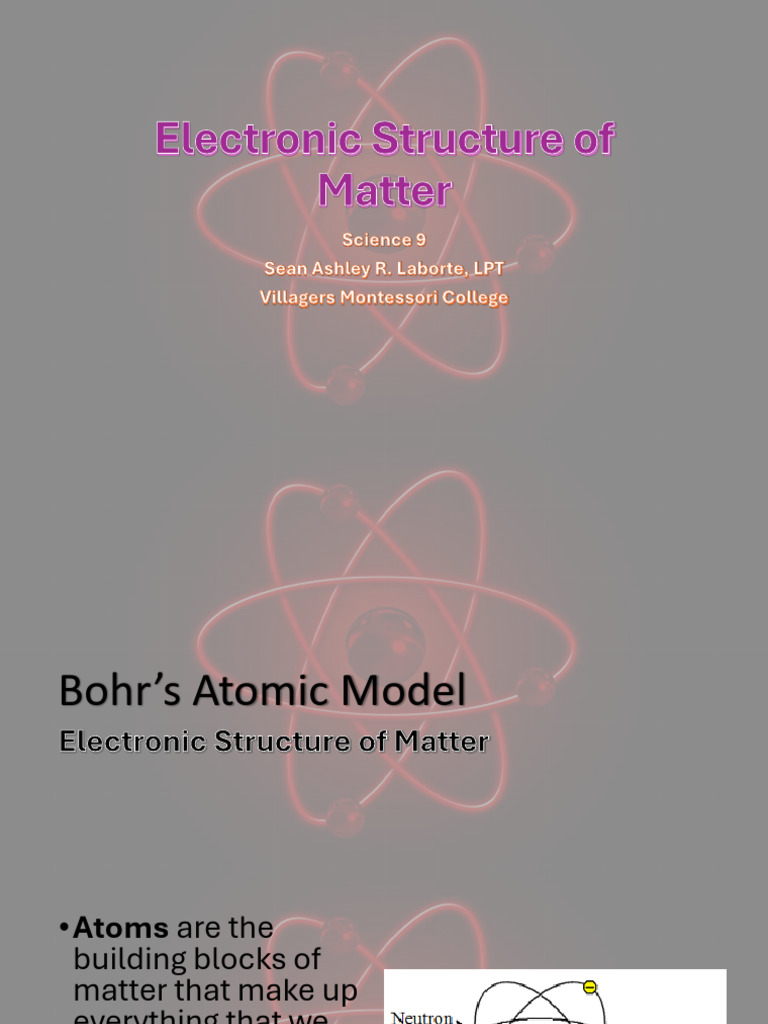 01 Electronic Structure of Matter | PDF