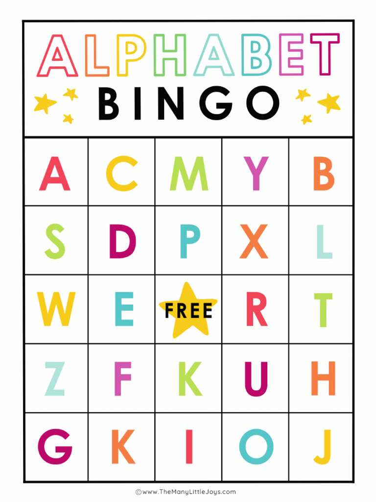 Alphabet Bingo Printable - Set of 10 | PDF