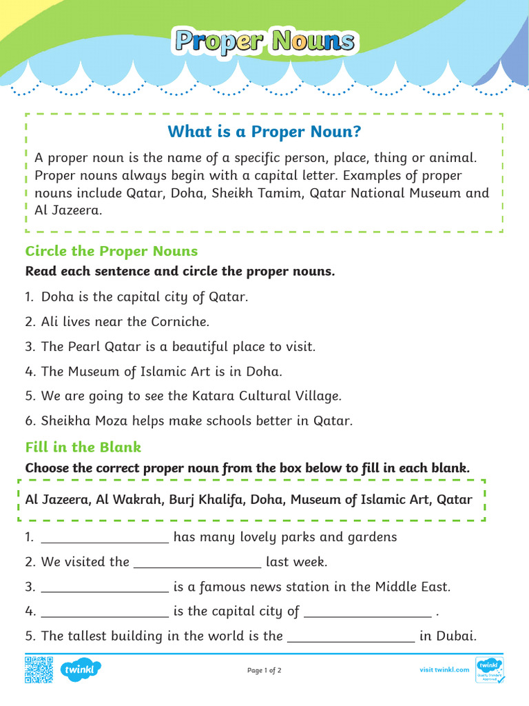 Ar en 1732991295 Proper Nouns Activity Sheet Ver 3 | PDF