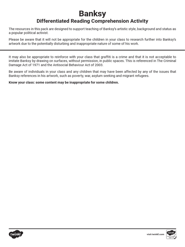 t e 1631267315 Uks2 Banksy Differentiated Reading Comprehension ...