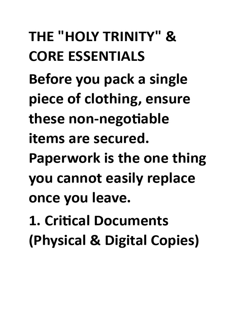 The Holy Trinity & Core Essentials | PDF