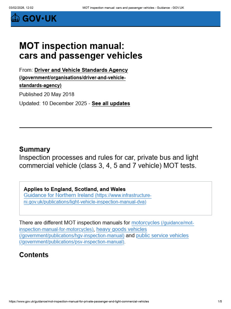 MOT Inspection Manual - Cars and Passenger Vehicles - Guidance - GOV ...