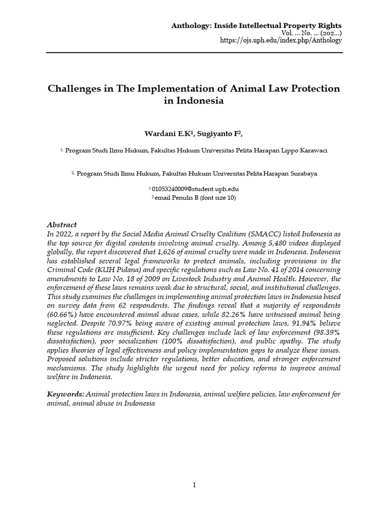 Implementation of Animal Law in Indonesia - Anthology | PDF | Cruelty ...