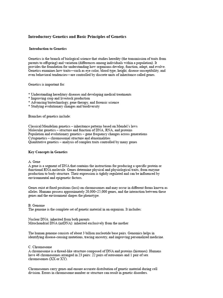 INTRODUCTION TO GENETICS-1_1764830132686 | PDF | Allele | Genetics