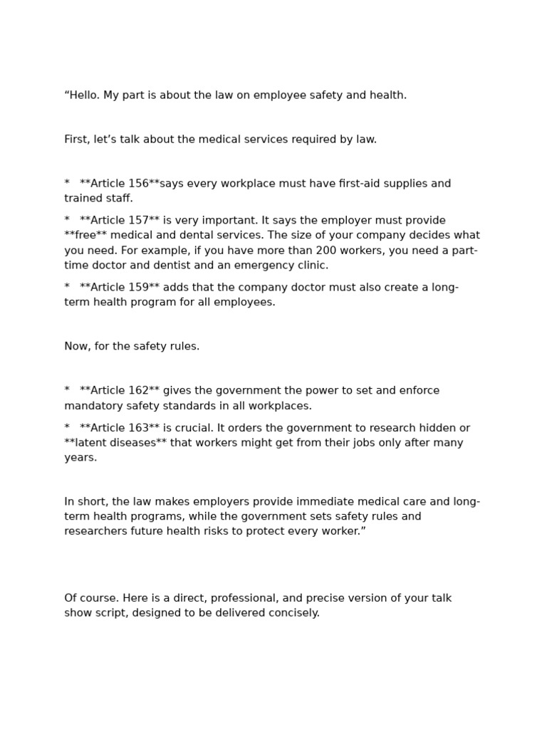 Document Script for My Video Toms | PDF | Occupational Safety And ...