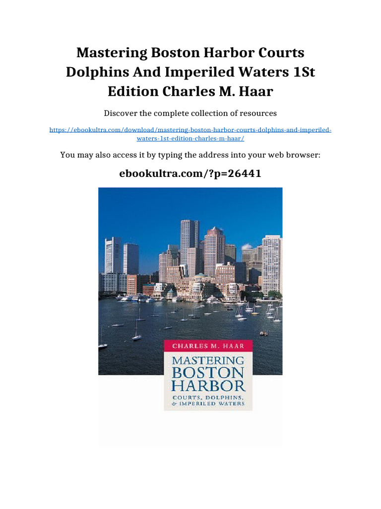 Mastering Boston Harbor Courts Dolphins and Imperiled Waters 1st ...