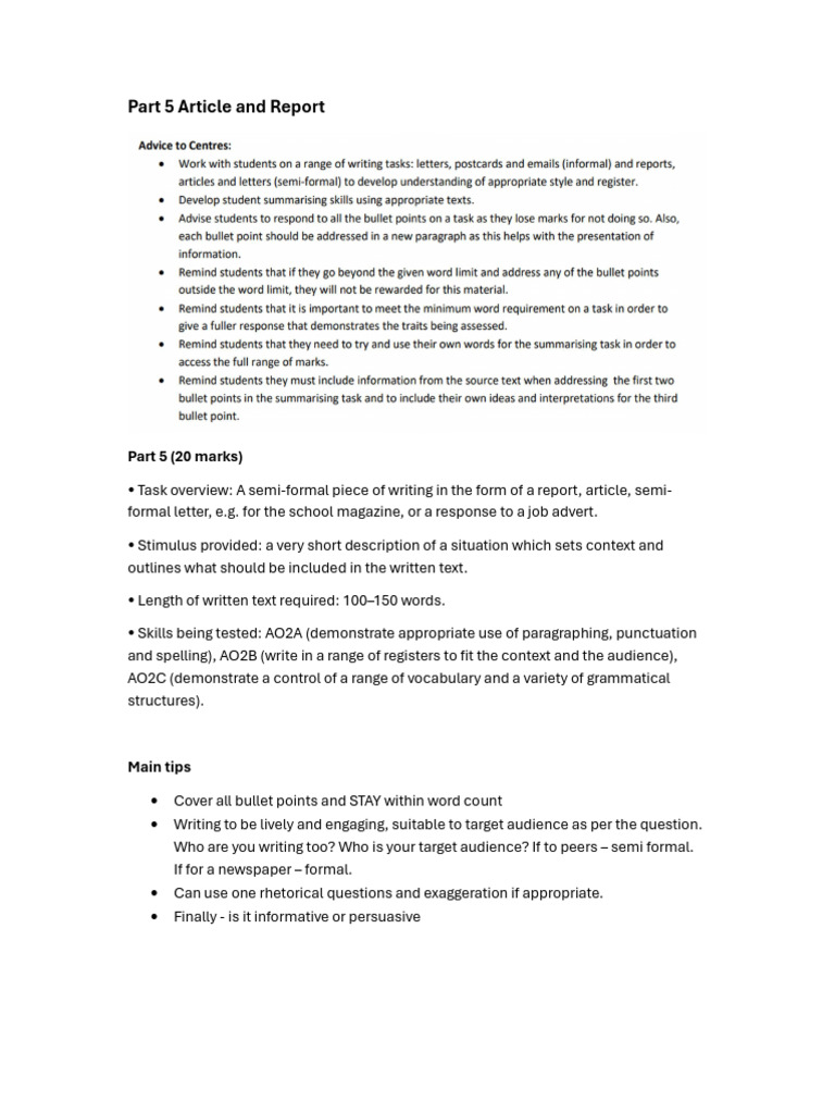 Teacher Done Sample - Report and Article | PDF