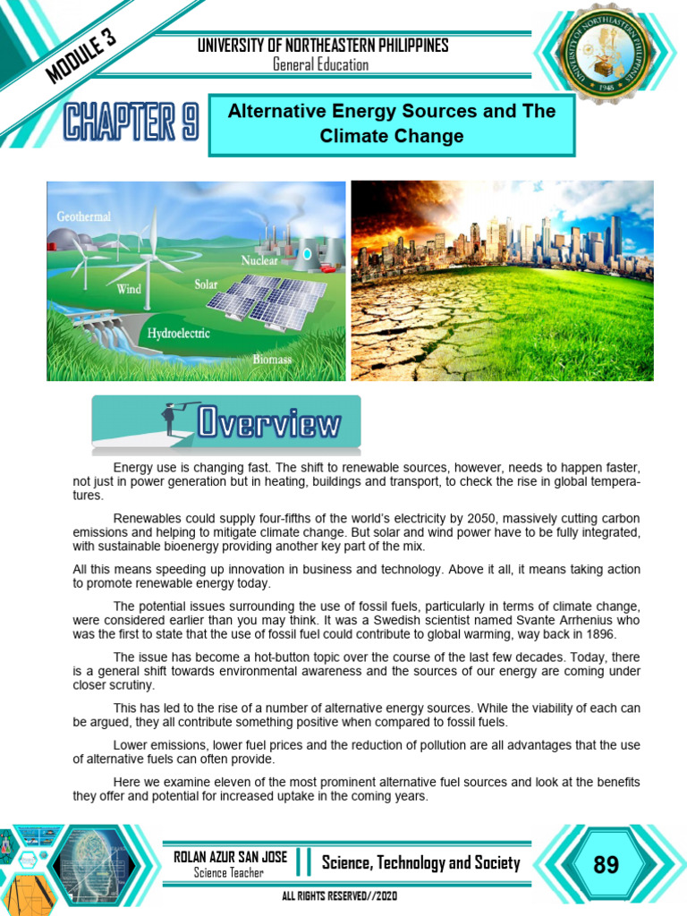 Module 3 Chapter 9 Alternative Energy Sources and the Climate Change ...