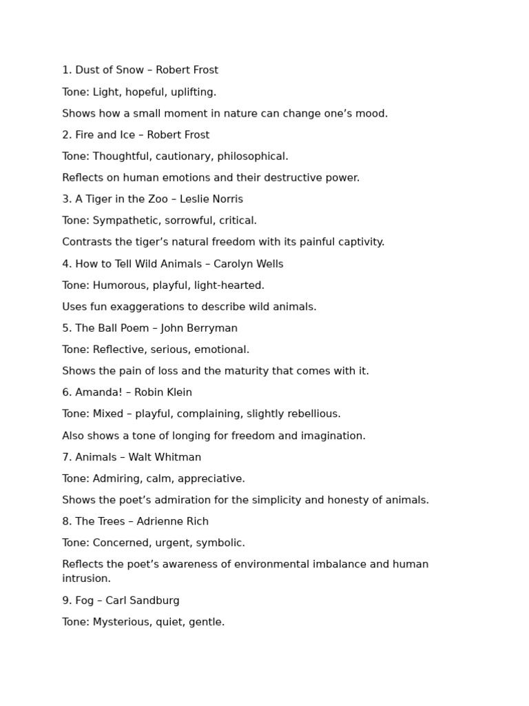 Poems and Their Tone | PDF