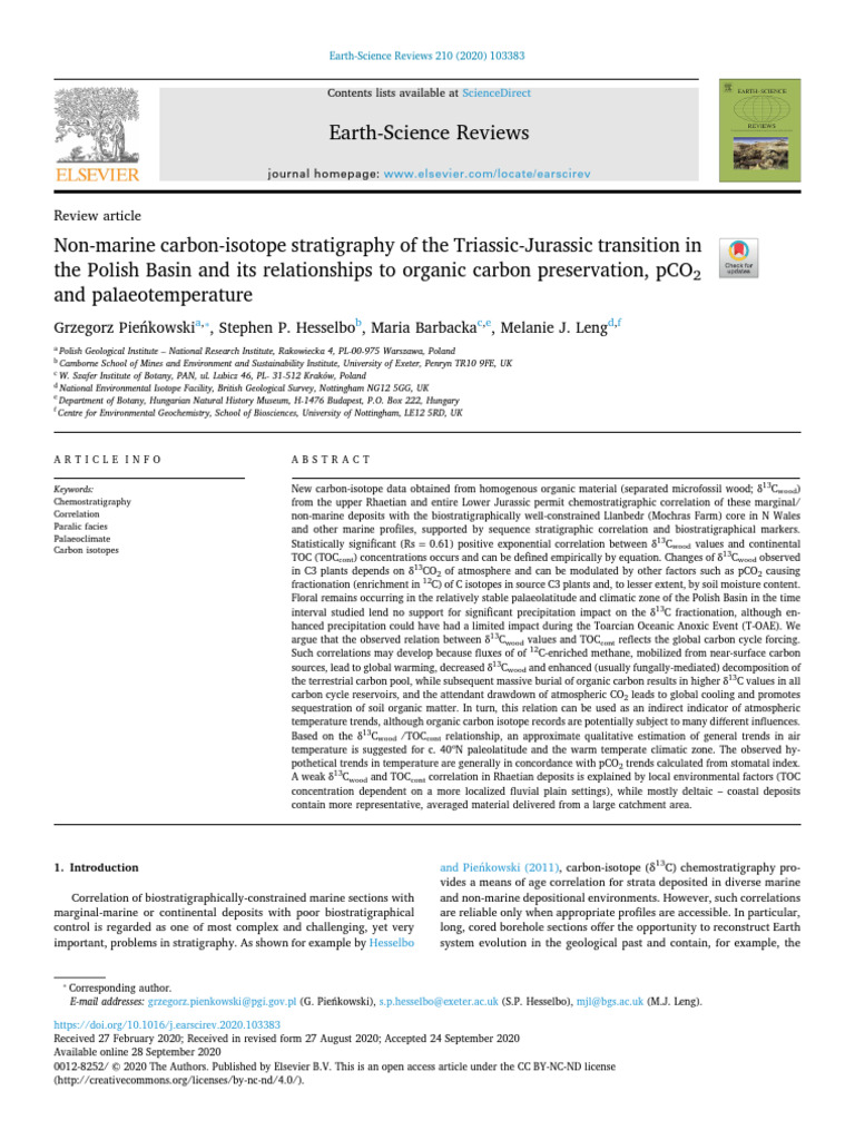 Non Marine Carbon Isotope Stratigraphy of the Triassic Jurassic 2020 ...