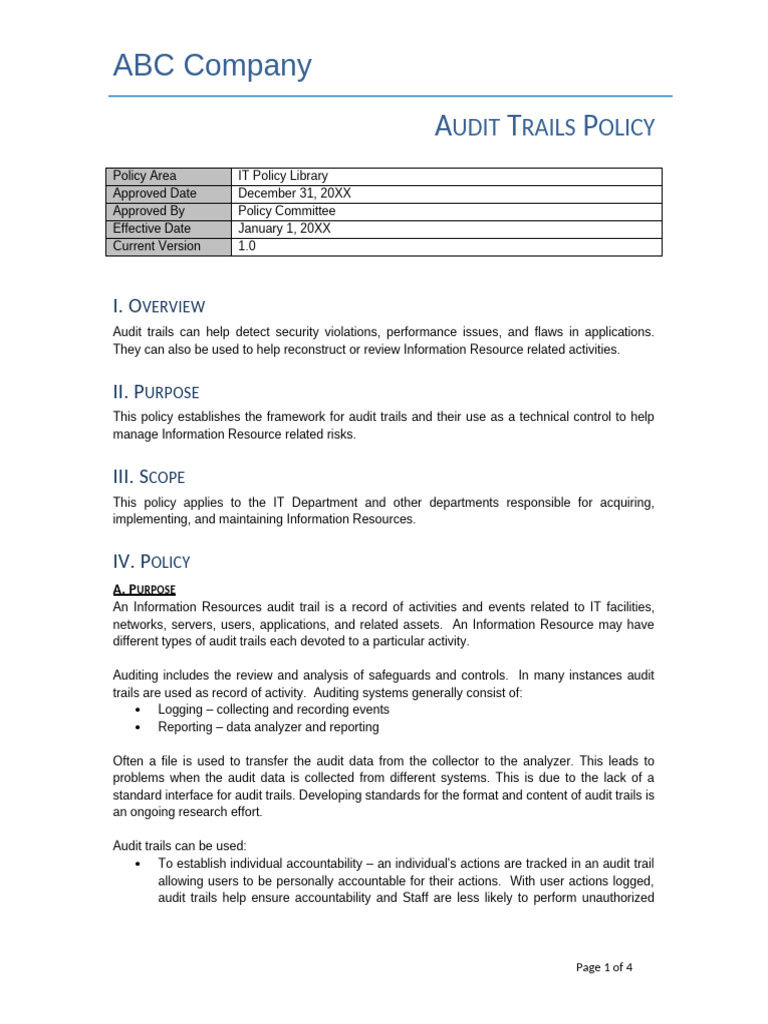 Audit Trails Policy | PDF | Computer Security | Security
