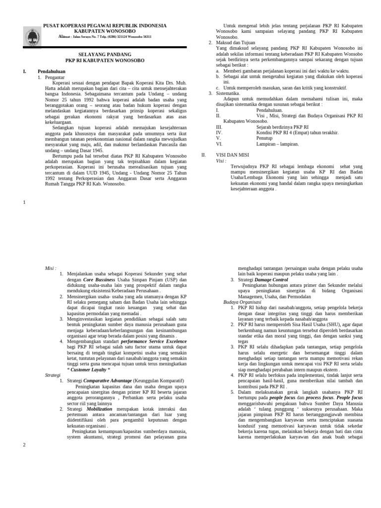 Selayang Pandang PKP RI WSB | PDF