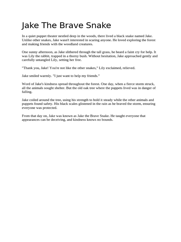 Jake The Brave Snake | PDF