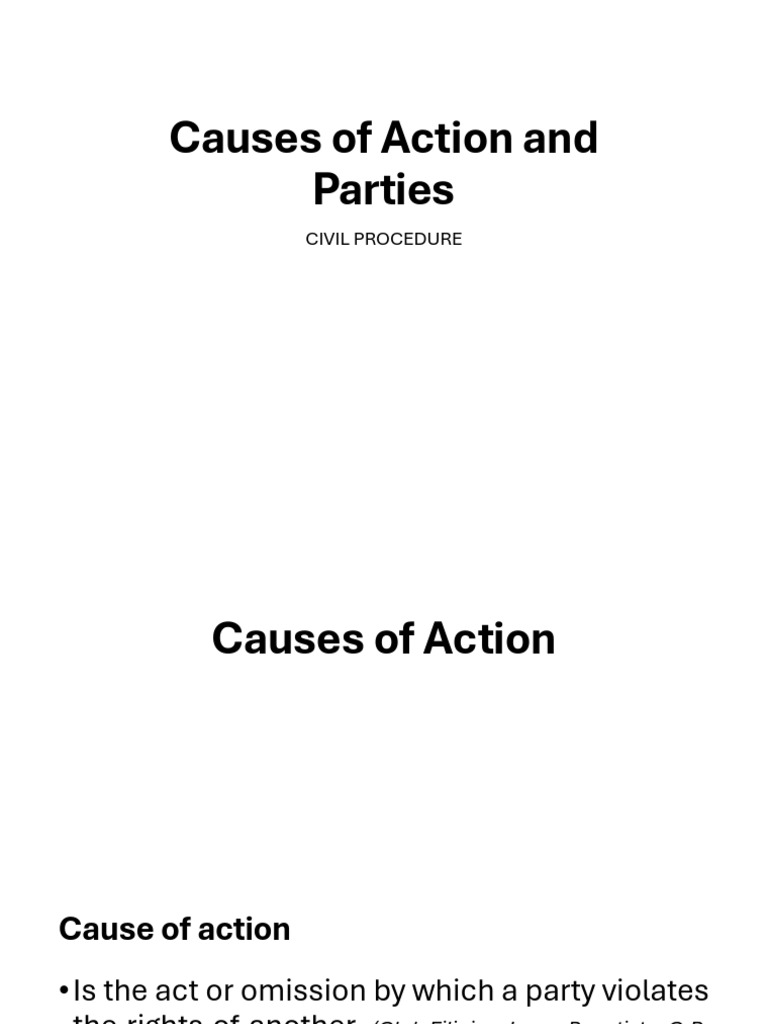 Causes of Action and Parties | PDF | Cause Of Action | Lawsuit