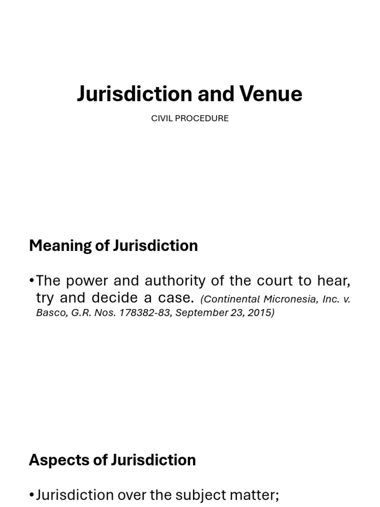 Jurisdiction and Venue | PDF | Lawsuit | In Rem Jurisdiction