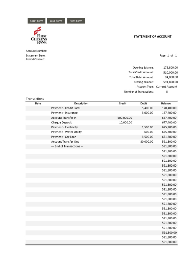 Bank Statement Template 1 - TemplateLab | PDF | Debits And Credits ...