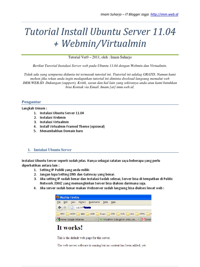 Tutorial Webmin Virtualmin Ubuntu | PDF | Protokol Transfer File | Sistem Nama Domain