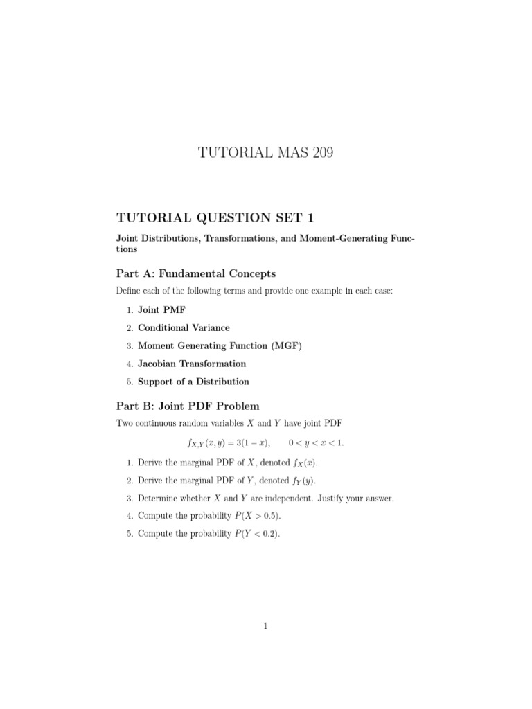 TUTORIAL_MAS_209 (1) | PDF | Probability Density Function | Probability ...