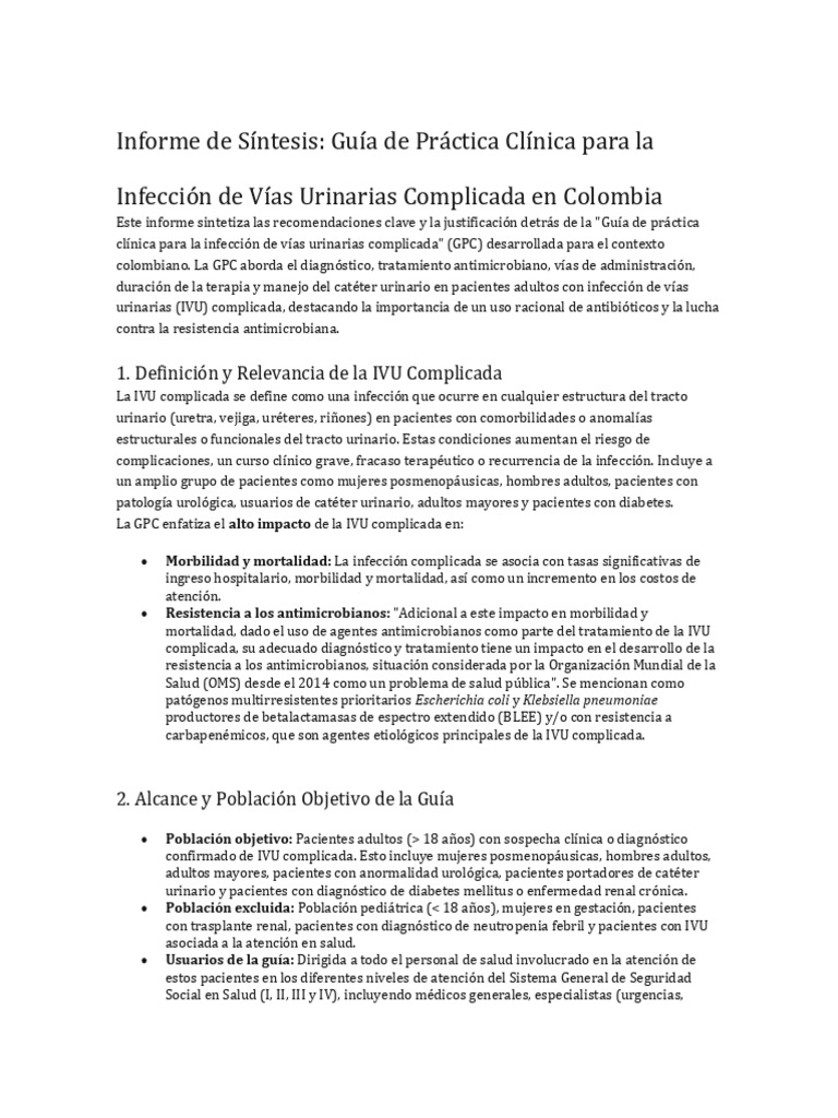 IVU MI | PDF | Infección del tracto urinario | Resistencia antimicrobiana