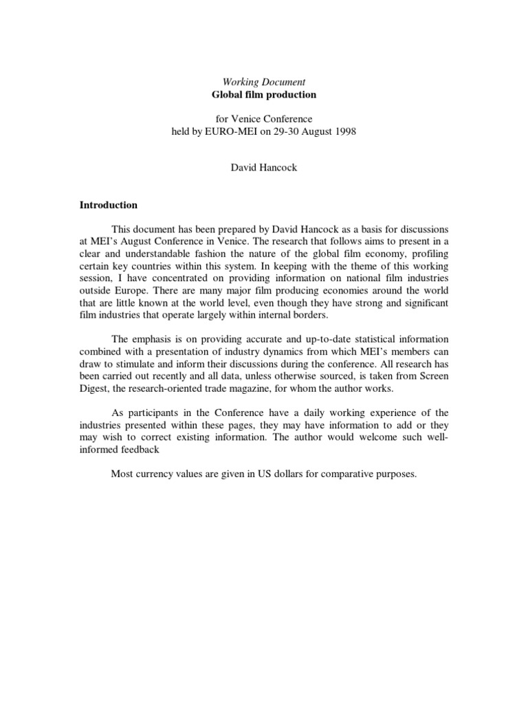 Global Film Production Overview | PDF | Euro | United Kingdom