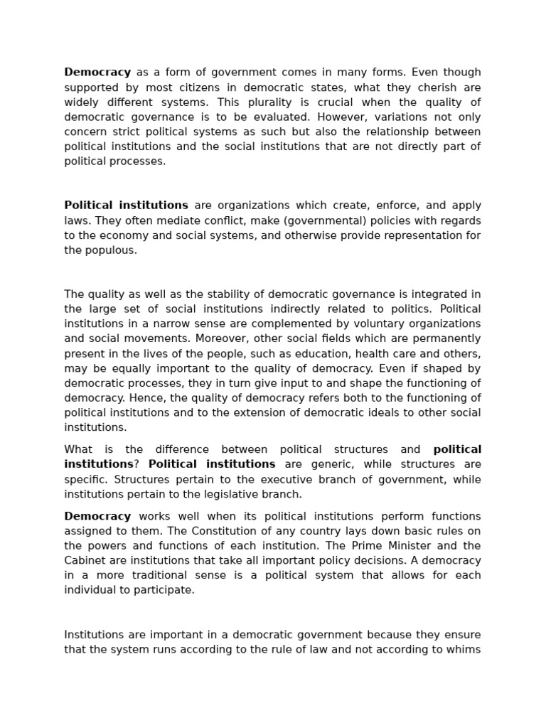 Democracy as a Form of Government Comes in Many Forms | PDF ...