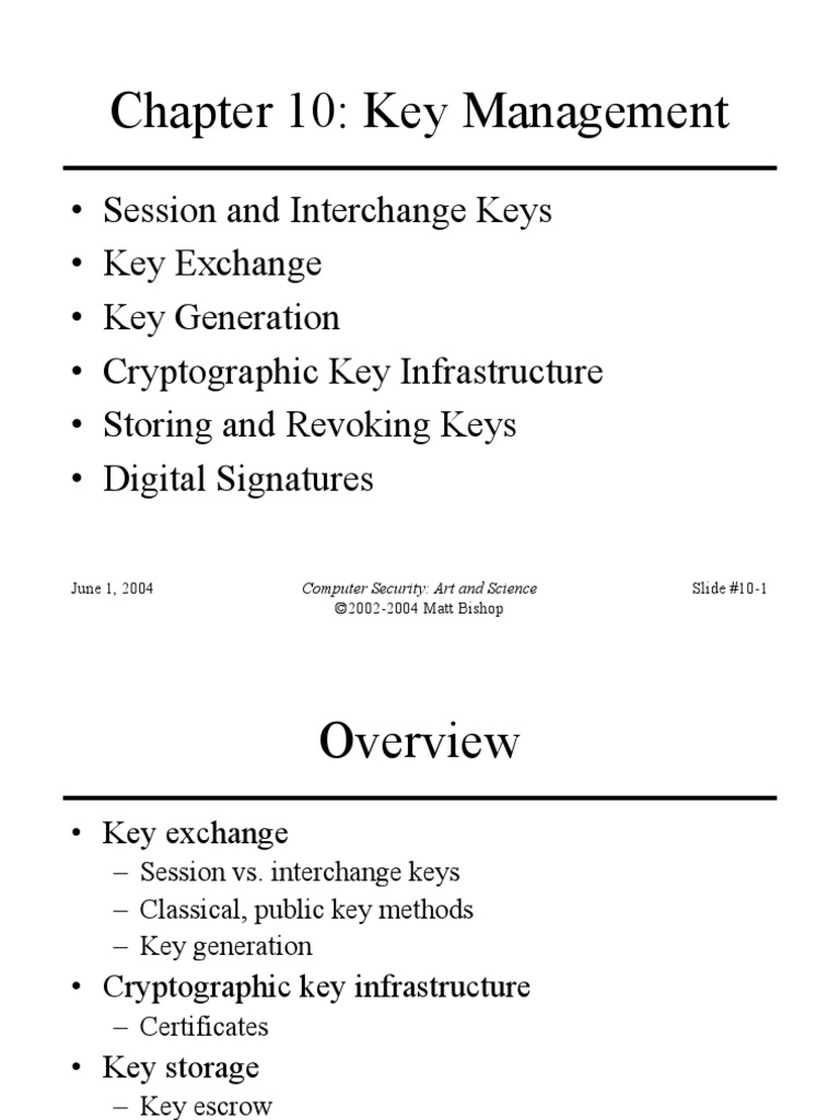 Chapter 10: Key Management | PDF | Key (Cryptography) | Public Key ...