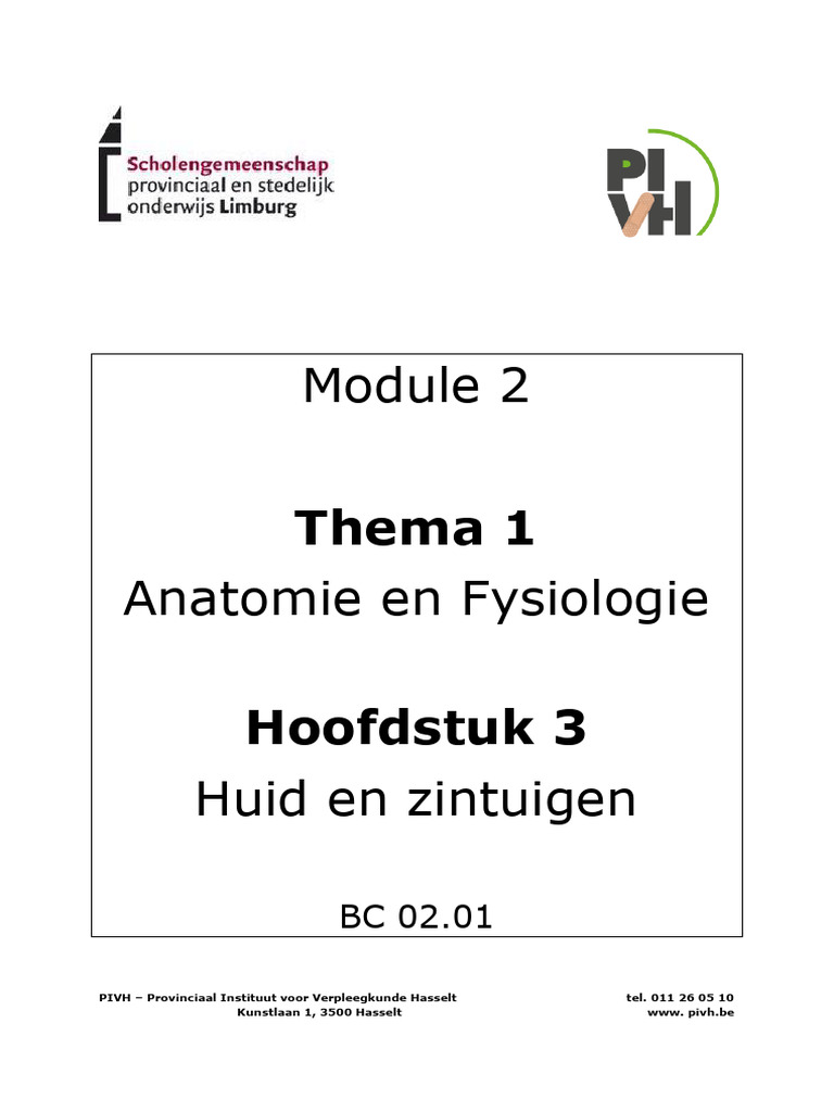 M2 Th 1.3 Huid en Zintuigen 2022 | PDF