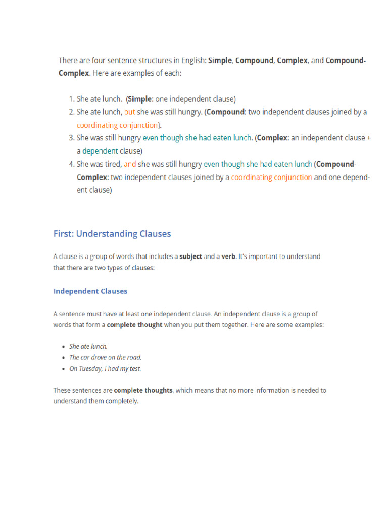Simple, Compound, Complex Grammar | PDF
