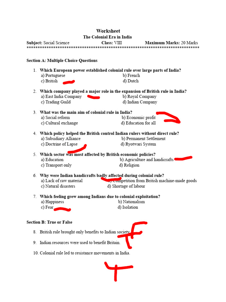 Worksheet-The Colonial Era in India-1 | PDF | British Empire | Economies