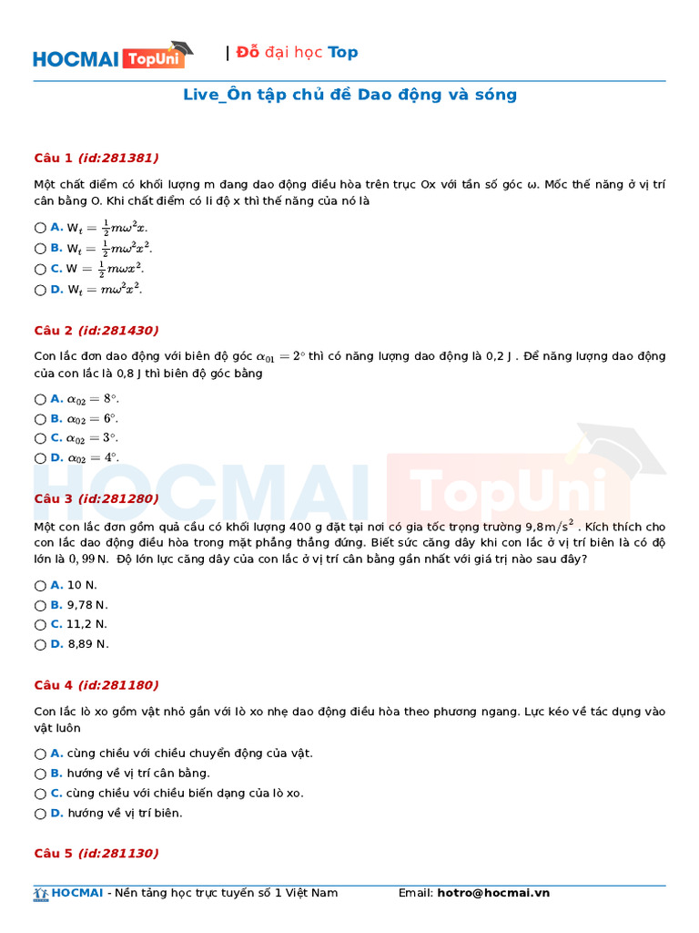 BTTL on Tap Chu de Dao Dong Va Song | PDF