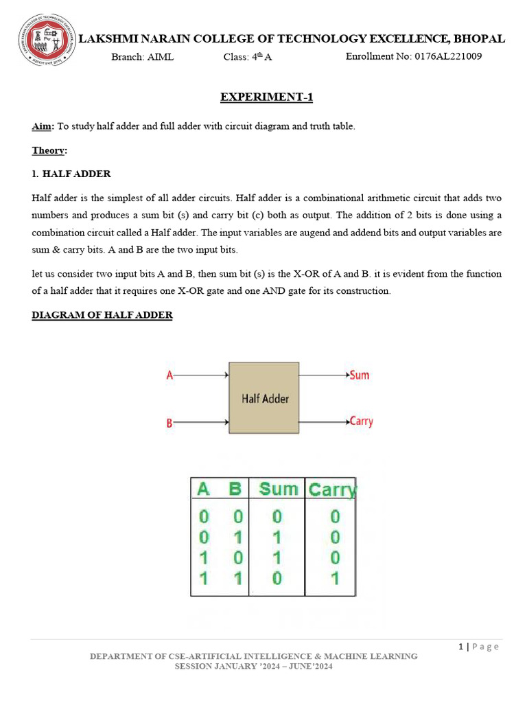 COA Experiments 1 To 10 | PDF | Digital Electronics | Electronic Design
