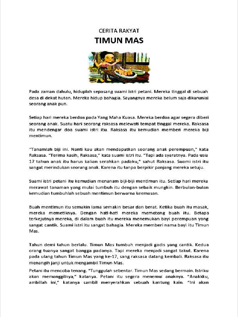 Cerita Rakyat TIMUN MAS | PDF