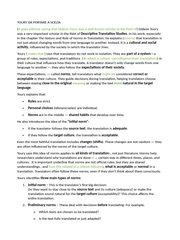 Toury Da Portare A Scelta | PDF | Translations | Cognition