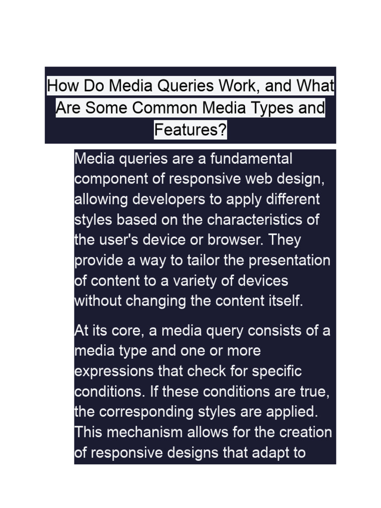 How Do Media Queries Work, And What Are Some Common Media Types and ...