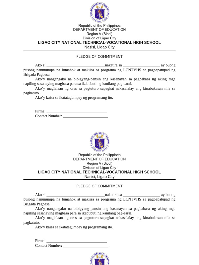 Pledge of Commitment | PDF