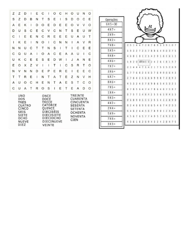 Sopa de Letras Numeros | PDF