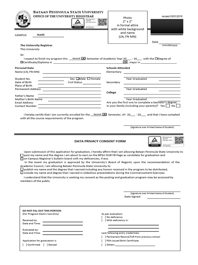 ROF-018 Application for Graduation (Undergraduate)_copy | PDF ...