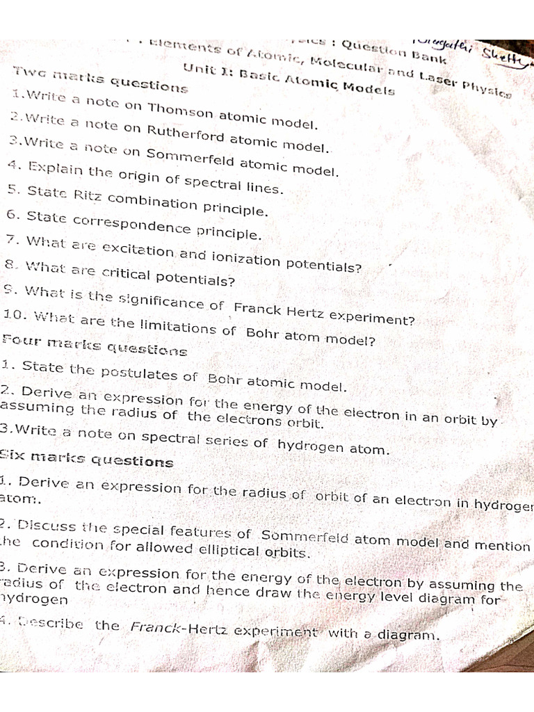 Paper 6 Physics Question Bank | PDF