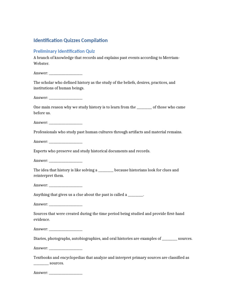 Merged Identification Quizzes Updated | PDF | Philippines