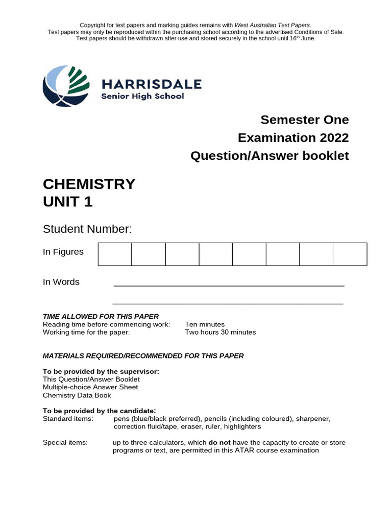 [3] 2022 Chemistry Unit 1 Exam (Right Version) | PDF | Gasoline | Atoms